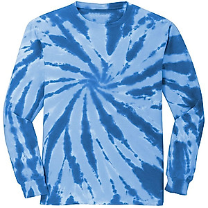Joe's USA Koloa Surf Colorful Long Sleeve Tie-Dye T-Shirt-2XL-Royal