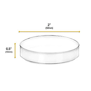 12PK Plastic Petri Dishes with Lids - 2" Diameter, 0.5" Depth - Molded in Polypropylene - Reusable, Autoclavable - Translucent - Eisco Labs