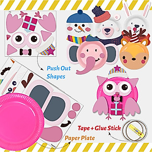 Arts and Crafts for Kids, Animal Paper Craft Kits for Toddlers Ages 3-5, 24 Pcs Fun Creative DIY Activities Projects Craft Box for Boys & Girls Preschool Classroom/ Birthday/ Christmas Party Supplies