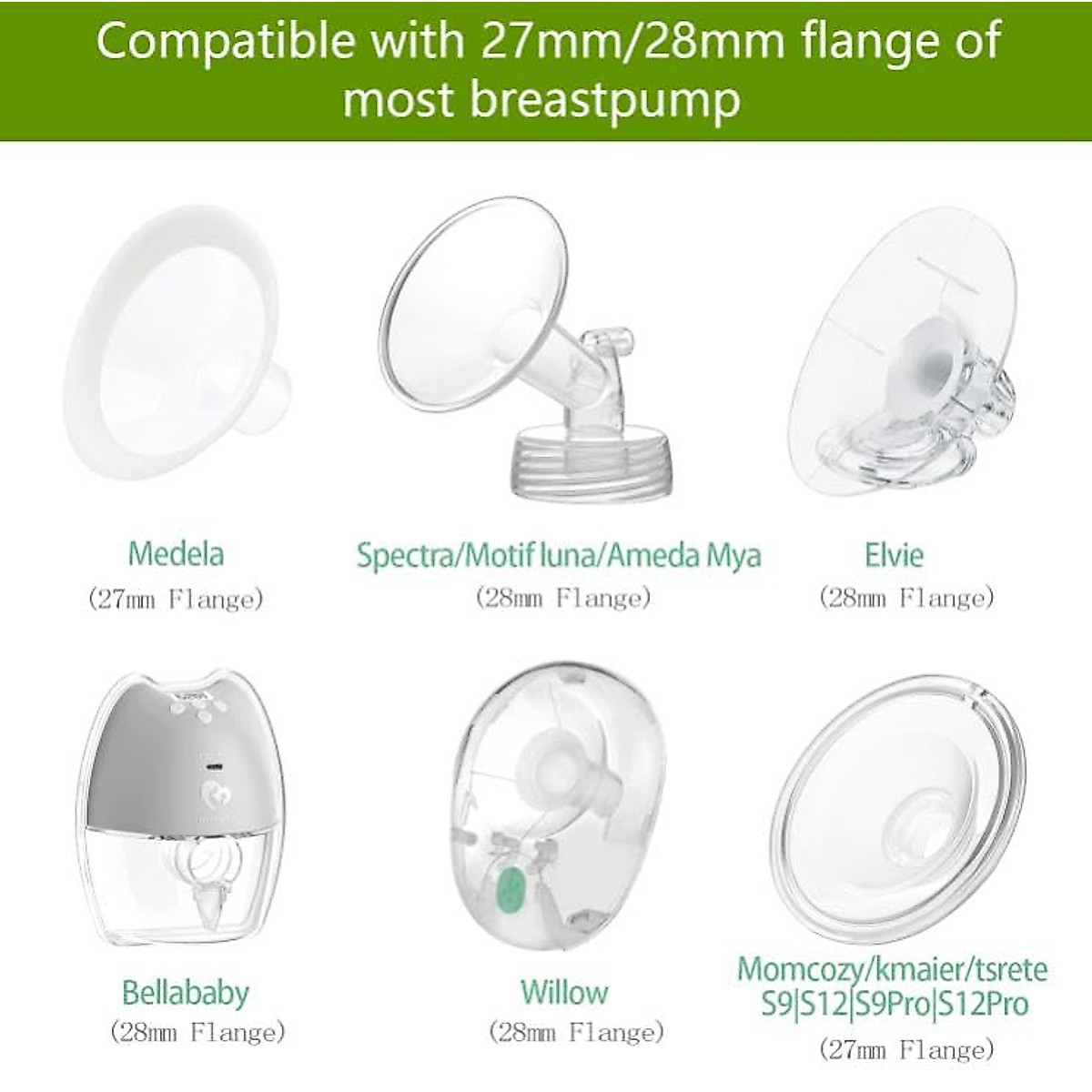begical Flange Inserts 25mm Compatible with Spectra/Motif Luna/Elvie/Willow/Ameda MYA 28mm Breast Shields also fit Medela/momcozy/tsrete 27mm flange