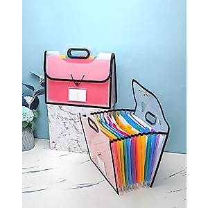 13 Pockets Expanding File Folder with Handle Accordion File Folder Organizer for A4 Letter Size Paper Document Holder Organizer with Expandable Cover (1)