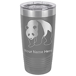 LaserGram 20oz Vacuum Insulated Tumbler Mug, Panda Bear, Personalized Engraving Included (Gray)