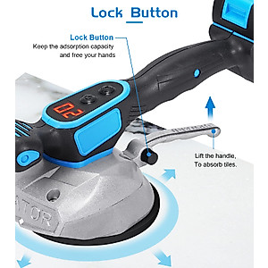 YJINGRUI Tile Vibration Machine, 18000r/min 6 Gears, 21V 12000mA, Hand-held Tile Tiler Tool, Upgrade Digital Display, with 2pcs Li-On Rechargeable Batteries