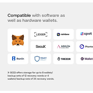 SecuX – XSEED Plus - Secure Bitcoin Wallet Crypto Seed Storage Steel Plates (Steel Punch Set Included) Compatible with SecuX, Ledger, Trezor Hardware Wallets