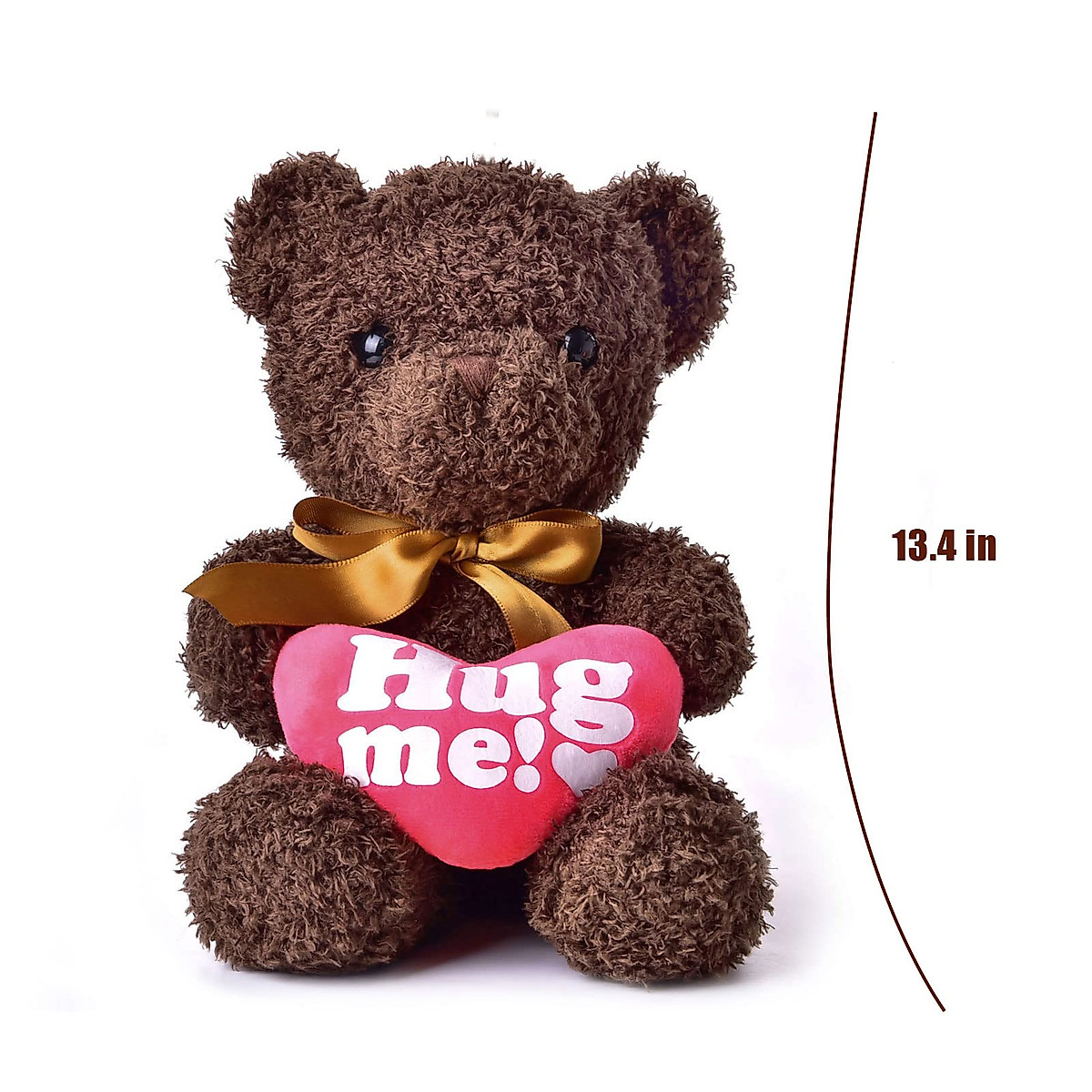 FUN LITTLE TOYS 12'' Teddy Bear Stuffed Animal Plush Toy with Heart Hug Me, Small Stuffed Animals for Girls Boys Easter Teddy Bear Toy Easter Stuffed Animal for Kids Dark Brown Bear for Easter Gifts