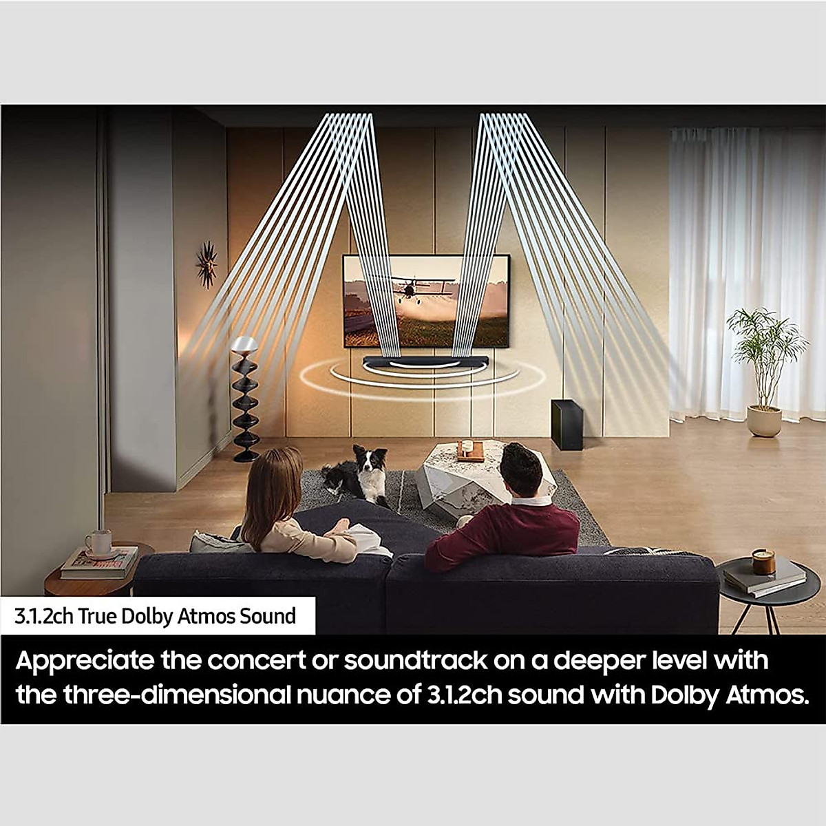 SAMSUNG HW-Q600B 3.1.2ch Soundbar w/Dolby Audio DTS:X (2022) HW-Q600B/ZA Bundle with Sony RF400 Wireless Home Theater Headphones and 2 Deco Gear HDMI Cables