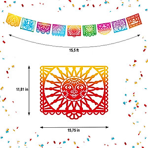 Mexican Party Banners, Papel Picado Banner - Cinco de Mayo, Fiesta Party Decorations, Dia De Los Muertos Decor, Day of The Dead Decorations, 5 Packs 82 Ft Long