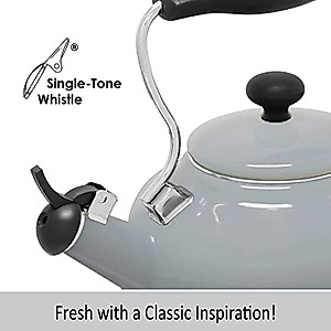 Chantal Tea Kettle, Vintage Series, Enamel on Steel, Whistling (Fade Grey)