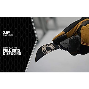 Southwire - 65029440 Tools & Equipment HBKN Hawk Bill Pocket Knife, 2.6" blade, 8CR13MOV Stainless Steel- curved blade for pull cuts and splicing