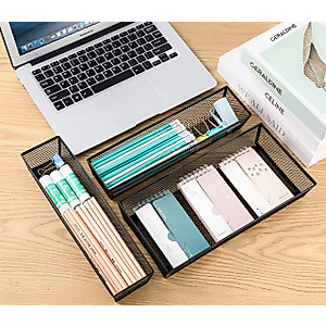 BYCY 3 Pack Mesh Flatware Drawer Organizer for Kitchen/Office/Home Tools,Spoon Knife Fork Organizers Box Utensil Tabletop Storage Tray (12 x 6 x 2 Inch)