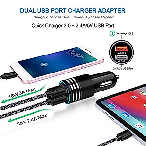 USB C Fast Car Charger for Samsung Galaxy S23 S22 S21 FE S20 Ultra Z Flip 4 3/Z Fold 4 3 A54 A14 A53 A03S A13 A23 A12 A32 A50 A21 A51,Quick Charge 3.0 Rapid Car Adapter+6ft Type C Fast Charging Cable