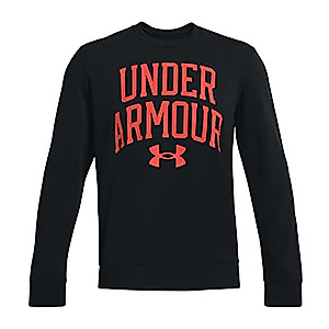 Under Armour Men's Rival Terry Crew Neck T-Shirt, Black (002)/Phoenix Fire, Medium