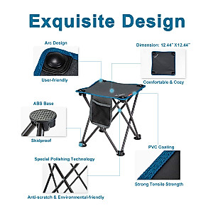 Small Folding Camping Stool Portable Stool Portable Seat for Adults Fishing Hiking Gardening Beach with Carry Bag, Blue