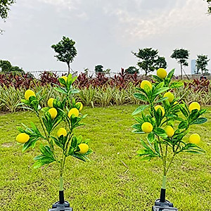 RSTYS 2 Pces Garden Solar Light Outdoor Decorative, 25.6 in Simulated Lemon Solar Lamps, Home Decorative Plastic Waterproof Landscape Lawn Lamp Garden Lights Metal Lamp for Pathway, Lawn, Patio, Yard