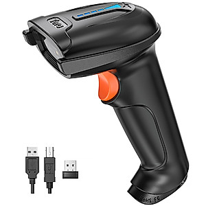 Tera Barcode Scanner Wireless and Wired with Battery Level Indicator 1D 2D QR Digital Printed Bar Code Reader Cordless Handheld Barcode Scanner Compact Plug and Play Model D5100