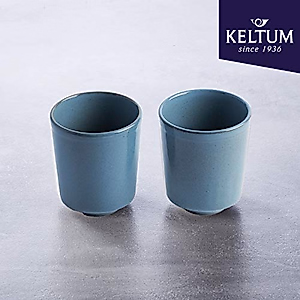 Keltum Smokey Blue Glazed Stoneware 8.5 oz. Mugs, Set of 2