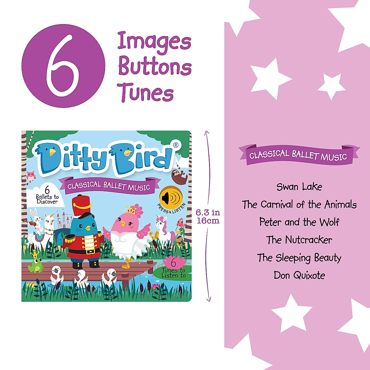 DITTY BIRD Classical Bundle: Classical Melodies & Ballet Combo with Batteries, Great Gift for Toddlers & Kids