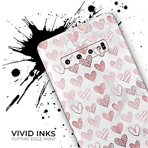 DesignSkinz Karamfila Marble & Rose Gold Hearts v3 Protective Vinyl Decal Wrap Skin Cover Compatible with The Samsung Galaxy S20 (Screen Trim & Back Glass Skin)