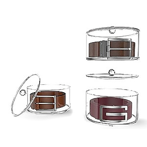 ELYPRO Premium Acrylic Belt Organizer - Sleek, Multi-Functional Storage for Belts, Jewelry, Makeup & Hair Accessories - Transparent, Rotating Drawers, Stackable & Wall-Mountable Design (XL-4)