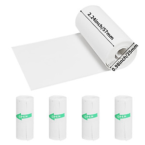 5 Rolls of Thermal Adhesive Sticker Paper by KozyOne, 57 x 25 mm Coreless Inkless Black and White Print Paper for Mini Thermal Printer, Cash Register, POS Receipt and More