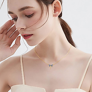 KECHO 14K Solid Gold Dragonfly Necklace for Women Cubic Zirconia Dragonfly Pendant Necklace Jewelry Mothers Day Birthday Gifts for Women Girlfriend