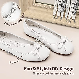 DREAM PAIRS Girls Dress Shoes Fashion Bow Ballerina Flower Girl Ballet Flats SDFL2306K White 2 Little Kid