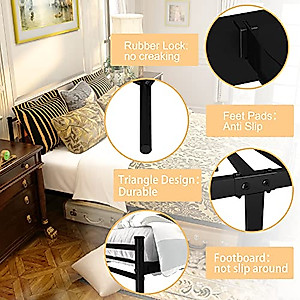 FSTAR 12 inch Metal Bed Frame with Headboard and Footboard, Mattress Foundation with Steel Slat Support, Heavy Duty, No Box Spring Needed, Easy Assembly, Noise Free (Black, Full)