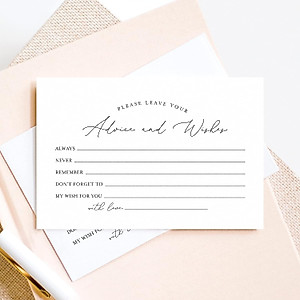 Bliss Collections Advice and Wishes Cards, Mad Libs Modern Calligraphy, Perfect for: Bridal Showers, Wedding, Baby Shower, Words of Wisdom for Bride and Groom, 4"x6" Cards (50 Cards)