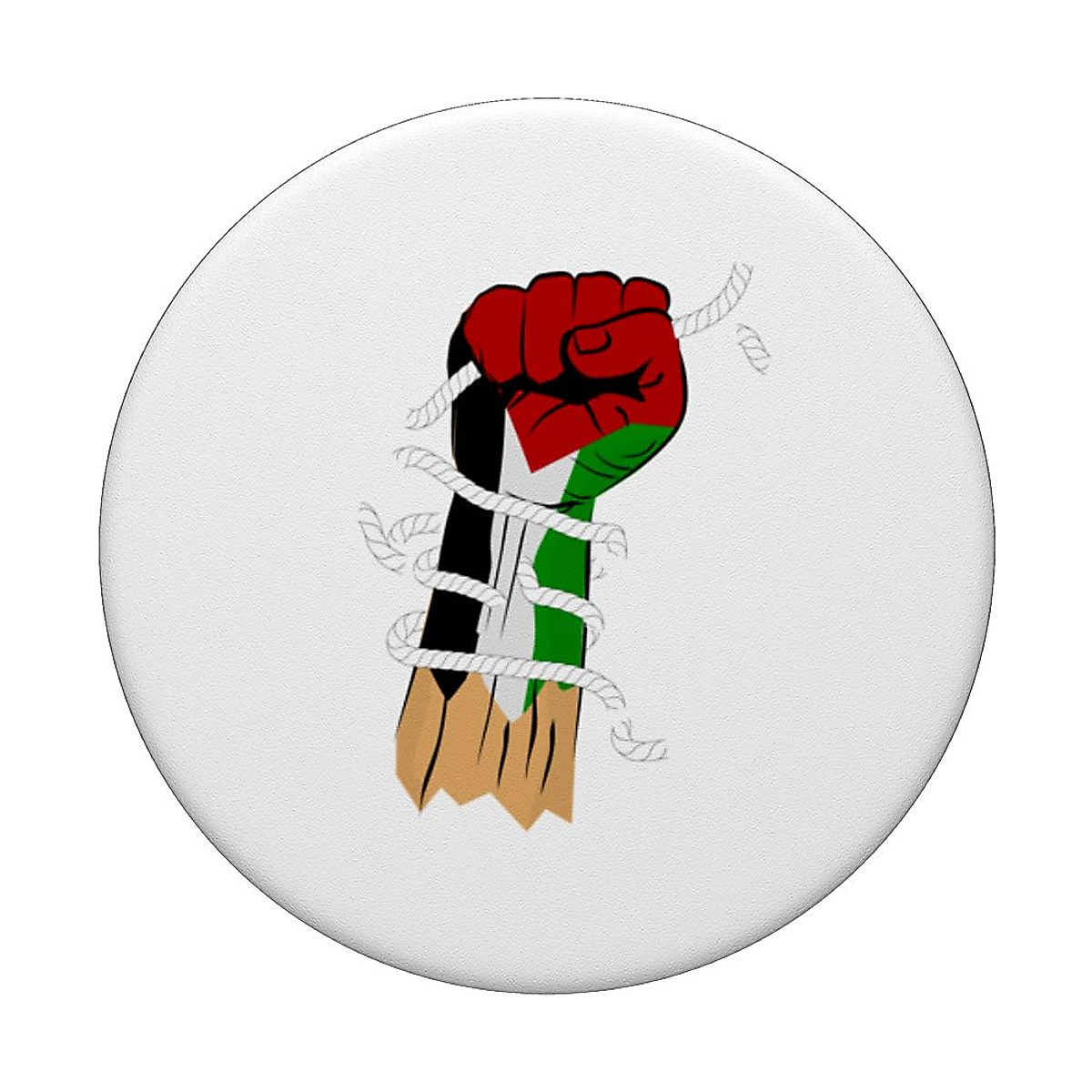 Fisting Hand with Broken Rope and Barbed Wire Palestine Flag PopSockets Standard PopGrip