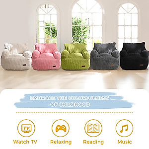 MAXYOYO Kids Bean Bag Chair, Stuffed Toddler Bean Bag Sofa with Filler Bean Bag Chair for Boys and Girls, Lazy Sofa with Pocket Floor Chair for Gaming, Reading, Black