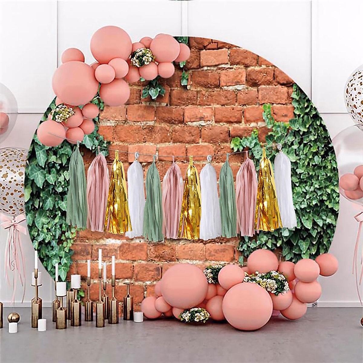 25PCS Sage Green Dusty Pink Boho Tissue Tassel Garland Banner Hanging Backdrop Classroom Nursery Girl Baby Shower Wedding Bridal Shower Birthday Jungle Safari Party Décor