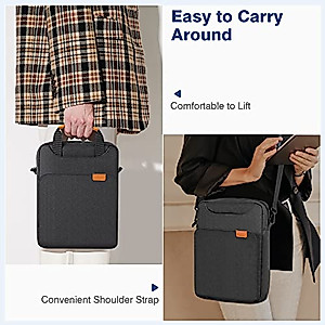 MoKo 9-11 Tablet Shoulder Sleeve Bag, Fits iPad Pro 11, iPad 9/8th 10.2, iPad Air 5/4th 10.9, iPad 10th 10.9, Surface Go 3/2 10.5, Tab S8/S9 11, Polyester Bag with Concealed Hand Strap, Black & Gray