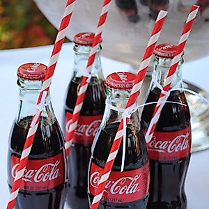 Red Stripe Paper Straws - Birthday Valentine 4th of July Party Supply - 7.75 Inches - 50 Pack - Outside the Box Papers Brand