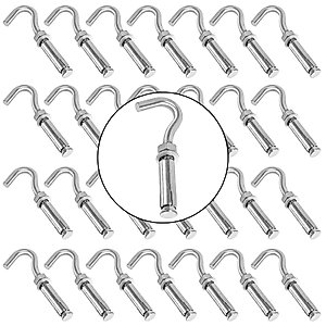 ZOENHOU 30 PCS M10 Concrete Wall Hook Expansion Bolts, Heavy Duty 304 Stainless Steel Open Cup Hook Expansion Anchor Bolts, Smooth Expansion Screw Hook for Wall Concrete