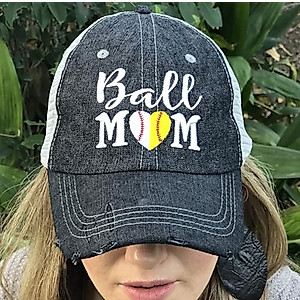 Cocomo Soul Womens Ball Mom Hat | Baseball Mom Softball Mom Hat | Baseball Softball Mom Cap | Half Baseball Half Softball Hat 402 Dark Grey
