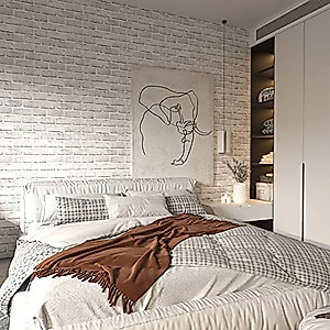 Cohoo Home Brick Wallpaper Peel and Stick Wallpaper 120”×18” Faux 3D White Gray Brick Wall Paper Grey Self Adhesive Removable Wallpaper Stick and Peel Brick Contact Paper for Walls Backsplash