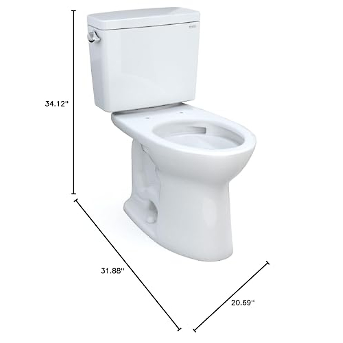 TOTO Drake Two-Piece Elongated 1.6 GPF Universal Height TORNADO FLUSH Toilet with CEFIONTECT and 10 Inch Rough-In, Cotton White - CST776CEFRG.10#01