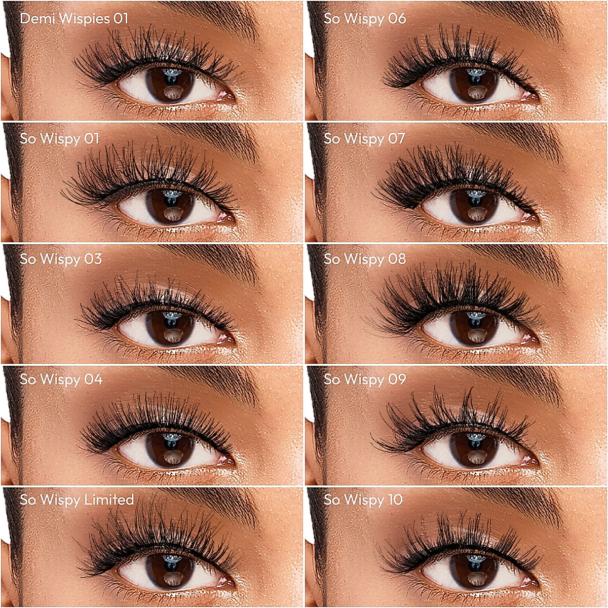 i-ENVY 10 Pairs So Wispy Human Hair Eyelashes Multipack, Natural Dramatic Fluffy False Lashes - Invisible Band, Volume & Curl, Lightweight, Reusable