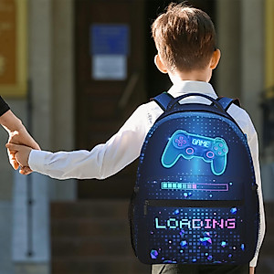 SENROLAN Abstract Gamepad Backpack Games Gaming Travel Laptop Backpack Water Resistant Bags Bookbag Travel Hiking Camping Daypack for Adults Teens Boys Girls