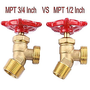 LitOrange Solid Brass Backyard 65 Degree Elbow Stop Valve Hose Bibb Solder NPT 1/2" Male Thread to MHT 3/4" Inch Male Threaded Garden Hose Connector Adapter Water Shut-Off Valve Faucet