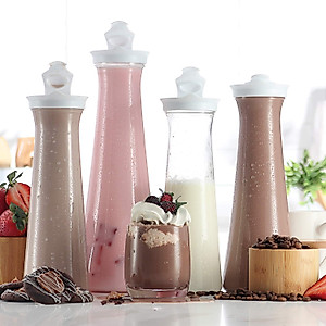 DilaBee Water Carafe with Lids - 3 Pack Plastic Juice Pitcher - Carafes for Mimosa Bar, Milk, Smoothie, Iced Tea and More - Drink Containers for Fridge - 50 Oz