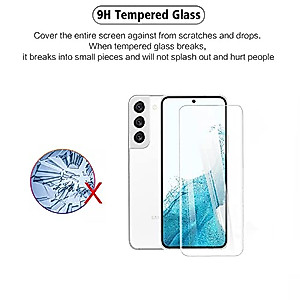 Sobrilli 2Pack Tempered Glass Screen Protector for Samsung Galaxy S22, 2Pack Camera Lens Protector For Galaxy S22, HD Clear Tempered Glass Compatible for Galaxy S22 Glass Screen Protector