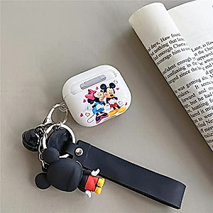 OINbxw for Airpods 3nd Generation Case Cover, AirPods 3 Case Personalized Custom with Lanyard Keychain Cartoon Cute Anime Design Series AirpodS 3 Case for Women Girls [Front LED Visible] (Mickey)