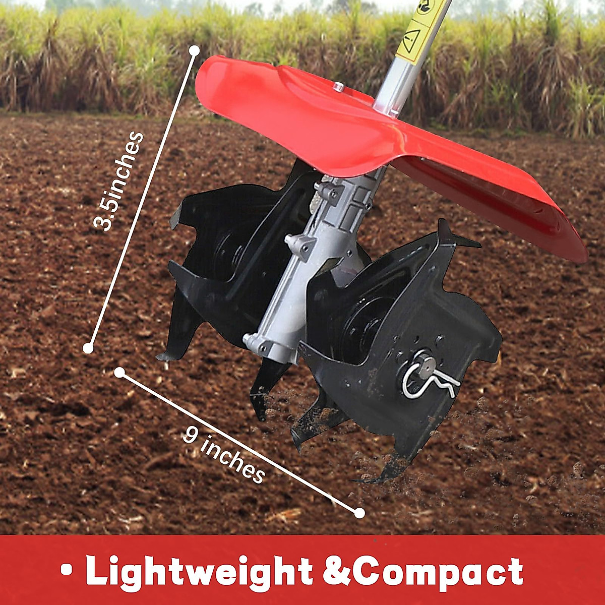 Garden Tiller Cordless,42.7CC 2-Stroke Single-Cylinder Gasoline Engine Rototiller Gas Powered,1.25KW Mini Tiller Cultivator,Cultivated Land Reclamation Tillage Ripper Garden Cultivators for Gardening