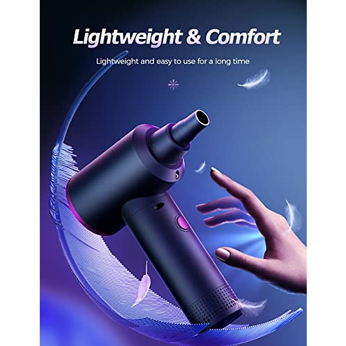 Evaline Compressed air Duster - 3 Gear Adjustable 100000RPM Electric with LED Light, Cordless Blower for Computer Keyboard Car Cleaning Kit 9000mAh Rechargeable Dust Remover, Black