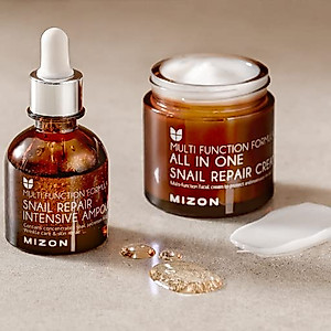 MIZON All in One Snail Repair Cream and Snail Repair Intensive Ampoule Korean Skincare Set