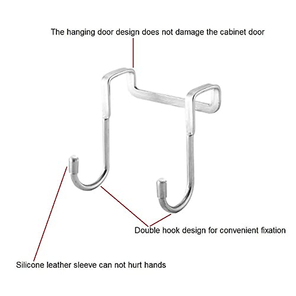 Lnndong 4-Piece Cabinet Drawer Room Door Double Hook 304 Stainless Steel Multi-Purpose Narrow Door Hook, Suitable for Kitchen, Bathroom, Drawer, Hanging Bag, Bedroom, Office, Shop, Warehouse, Etc.
