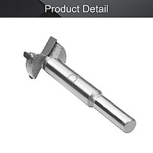 Utoolmart Forstner Drill Bits, 26mm Cemented Carbide Wood Cutter Tool, Round Shank Woodworking Hole Saw Cutter, 80mm Length Woodworking Hole Boring Bit, Gray, 1 Pcs