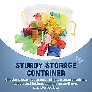 Constructive Playthings Translucent Color Building Blocks, Light Table Manipulatives, 3D Shapes for Teaching Color and Math, 50-Piece Playset, Toddler Toys for 12 Months & Up