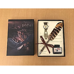 Quill Pen and Ink Set Natural Feather Dip Pen Metal Pen Nib Antique Writing Quill Calligraphy Pen Set for Kids Friends Birthday Gift